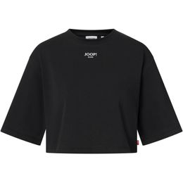 JOOP! Rundhalsshirt JOOP "Taky", Damen, Gr. L, schwarz, Single Jersey, Obermaterial: 100% Baumwolle, unifarben, l&auml;ssig geschnitten, Rundhals, weit abgesteppte Kante, Shirts Rundhalsshirt, in Cropped-L&auml;nge