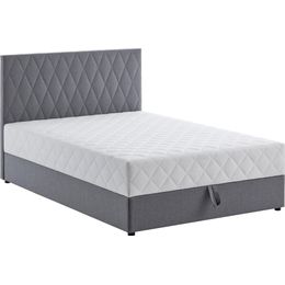 Boxbett "Benita", inkl. Bettkasten", grau (hellgrau), L:207cm, Bezug Bett: 100% Polypropylene;Bezug Matratze: 100% Polyester, ATLANTIC HOME COLLECTION, Komplettbetten, Boxspringbett, erh&auml;ltlich in verschiedenen Gr&ouml;&szlig;en, inkl. Taschen-Federkernmatratze