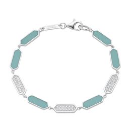 Armband "mit Emaille-Einlagen und Zirkonia, Silber 925", gr&uuml;n (silber), Giorgio Martello MILANO, Armb&auml;nder, Damen, 18cm, Silber 925 (Sterlingsilber), Armband