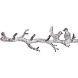 Garderobenhaken AMBIENTE HAUS "Vogel Haken aus Gusseisen", wei&szlig;, braun, grau, B:33cm H:11cm T:4cm, Gusseisen, Garderobenhalter, Garderobenhaken