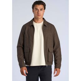 Outdoorhemd LINDBERGH "Hemdjacke Relaxed Fit", Herren, Gr. S, Normalgr&ouml;&szlig;en, braun mel, Obermaterial: 56% Polyester, 40% Wolle, 4% Elasthan. Futter: 55% Polyester, 45% Viskose, Hemden