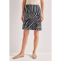Minirock Street One, Damen, Gr. 34, schwarz, Stoff, 85% Viskose, 13% Polyester, 2% Elasthan, gemustert, normal ca. Mitte Oberschenkel, R&ouml;cke Minirock, in Wickel-Optik