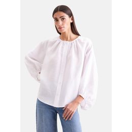 Klassische Bluse Seidensticker, Damen, Gr. S (36), wei&szlig;, 53% Leinen, 34% Lyocell, 13% Polyester, unifarben, regular fit, Rundhals, Blusen Bluse, Tunika Uni