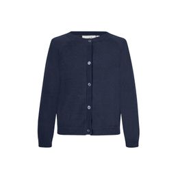 Strickjacke happy girls, M&auml;dchen, Gr. 134, blau (navy), Strick, Obermaterial: 100% Baumwolle, unifarben, regular fit h&uuml;ftlang, Rundhals, Raglan&auml;rmel Strickb&uuml;ndchen, Strickjacken Strickjacke, mit hochwertigem Strickmuster im vorderen Brustbereich