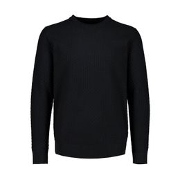 Strickpullover LINDBERGH "Strickpullover Relaxed Fit", Herren, Gr. L, schwarz, Obermaterial: 60% Baumwolle, 40% Polyester, Rundhals, Pullover Strickpullover
