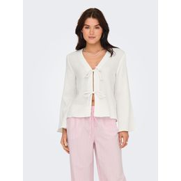 Jacqueline de Yong Langarmbluse JDY "JDYTHEIS LIFE L/S TOP WVN NOOS", Damen, Gr. L, wei&szlig; (cloud dancer), Web, Obermaterial: 100% Baumwolle, unifarben, regular fit normal, V-Ausschnitt, weit, Blusen, Baumwolle, regular fit, Musselin Qualit&auml;t