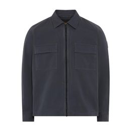 Langarmhemd BOSS Orange "Lorum", Herren, Gr. L, N-Gr, dunkelblau406, Web, Obermaterial: 100% Baumwolle, unifarben, oversize normal, Rundhals, Manschette mit Druckknopf, Hemden, Overshirt, Rei&szlig;verschluss, Oversize Fit