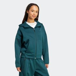 Kapuzensweatshirt adidas Sportswear "W Z.N.E. FZ", Damen, Gr. M, aurora ivy, Obermaterial: 57% Polyester, 43% Baumwolle, angesetztes B&uuml;ndchen, Sweatshirts