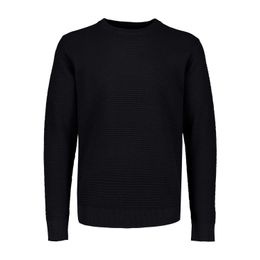 Strickpullover LINDBERGH "Strickpullover Relaxed Fit", Herren, Gr. L, schwarz, Obermaterial: 60% Baumwolle, 40% Polyester, Rundhals, Pullover Strickpullover