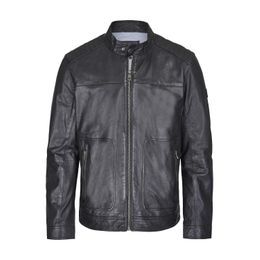 Bomberjacke Bugatti "BUCLAUDIO", Herren, Gr. 48, schwarz, Obermaterial: 100% Lammleder LEL. Futter: 100% Baumwolle CO., regular fit, Jacken Bomberjacke, mit Riegeln und Stehkragen