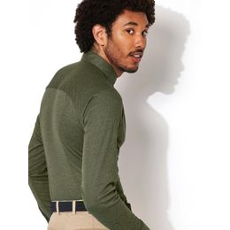 Langarmhemd DESOTO "Jerseyhemd Casual Kent", Herren, Gr. L, N-Gr, gr&uuml;n (forrest gr&uuml;n piqu&eacute;), Jersey, Obermaterial: 100% Baumwolle, unifarben, slim fit normal, Rundhals, Raglan&auml;rmel,&Auml;rmel mit &Auml;rmelschlitz 1-Knopf-Manschette mit Schlitz, Hemden