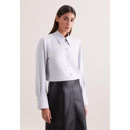 Hemdbluse Seidensticker, Damen, Gr. S (36), silber, 83% Viskose, 17% Polyamid, unifarben, regular fit, ohne Ausschnitt, Blusen Hemdbluse, 1/1 Kragen Uni gl&auml;nzend