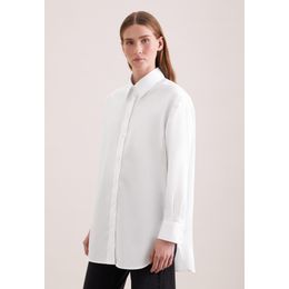 Outdoorbluse Seidensticker, Damen, Gr. S (36), wei&szlig;, 100% Baumwolle, unifarben, oversize, ohne Ausschnitt, Blusen, 1/1 Kragen Uni