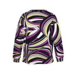 Sweatshirt frapp "frapp Sweatshirt", Damen, Gr. 44, fuchsia multicolor, Obermaterial: 48% Viskose CV. 47% Polyester PES. 5% Elasthan EL., regular fit, Rundhals, Sweatshirts Sweatshirt, Gro&szlig;e Gr&ouml;&szlig;en