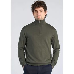 LINDBERGH Herren Troyer "Troyer Comfort Fit"dusty army, Gr. M, unifarben, Obermaterial: 100% Schurwolle, Pullover