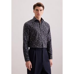 Flanellhemd Seidensticker "Schwarze Rose", Herren, Gr. M (39), normale &Auml;rmell&auml;ngen, grau, 100% Baumwolle, gebl&uuml;mt, regular fit, 2-Knopf-Manschette, Hemden, Regular 1/1 Kentkragen Gebl&uuml;mt