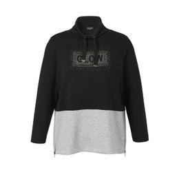 Sweatshirt Via Appia Due "Via Appia Due Sweatshirt", Damen, Gr. 44, schwarz, grau melange, Obermaterial: 49% Viskose CV. 43% Polyester PES. 8% Elasthan EL., regular fit, Sweatshirts Sweatshirt, mit Motiv aus Silbersteinchen, gro&szlig;e Gr&ouml;&szlig;en