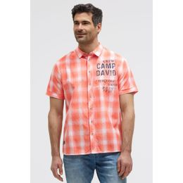 Kurzarmhemd CAMP DAVID, Herren, Gr. 4XL, Normalgr&ouml;&szlig;en, rosa (flame orange), Web, Material: 100% Baumwolle, regular fit normal, gerader Abschluss, Hemden, aus Baumwolle
