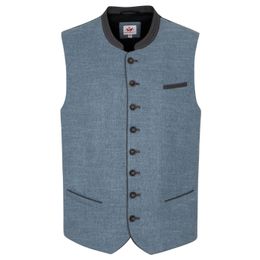Spieth & Wensky Trachtenweste SPIETH & WENSKY "Geder", Herren, Gr. 48, blau, Obermaterial: 100% Polyester PES. Futter: 95% Baumwolle CO. 5% Elasthan EL., slim fit, Westen, mit leicht bestickten Stehkragen