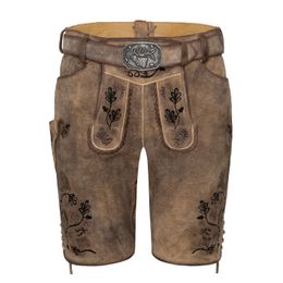 Spieth & Wensky Lederhose SPIETH & WENSKY "Archibald", Herren, Gr. 46, N-Gr, braun (lombok, st schwarz), Obermaterial: 100% Ziegenleder goatskin., festlich, regular fit, Hosen