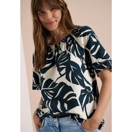 Carmenbluse Cecil, Damen, Gr. L (42), palm breeze gr&uuml;n, Stoff, 86% Viskose, 14% Nylon, gemustert, klassisch normal, Carmenausschnitt, normaler Saum, Blusen, aus softer Viskose