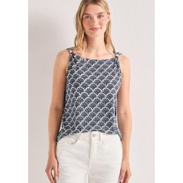 Tr&auml;gertop Street One, Damen, Gr. 34, blau (shadowed navy), Stoff, 95% Viskose, 5% Elasthan, gemustert, normal normal, U-Boot-Ausschnitt, abgesteppt, Tops Tr&auml;gertop