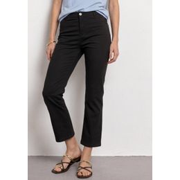 3/4-Hose Street One, Damen, Gr. 34, L&auml;nge 24, schwarz, Web, 97% Baumwolle, 3% Elasthan, unifarben, comfort fit wadenlang, Hosen, High Waist