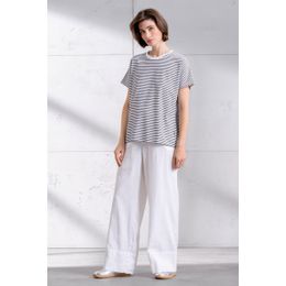 Schlupfhose SENSES.THE LABEL, Damen, Gr. L, Normalgr&ouml;&szlig;en, wei&szlig;, Web, Material: 75% Leinen, 25% Baumwolle, unifarben, weit lang, Hosen Schlupfhose, mit Elastikbund und Kordel