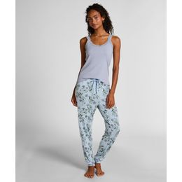 Hunkem&ouml;ller Pyjama HUNKEM&Ouml;LLER "Pyjamahose Jersey", Damen, Gr. L, blau, 95% Viskose, 5% Elasthan, Homewear-Sets Pyjama