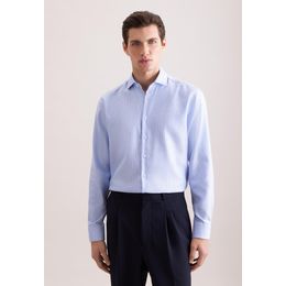 Businesshemd Seidensticker "Schwarze Rose", Herren, Gr. XL (43), normale &Auml;rmell&auml;ngen, blau (hellblau), 100% Baumwolle, Strukturmuster, comfort fit, 2-Knopf-Manschette, Hemden, Comfort 1/1 Kentkragen Struktur
