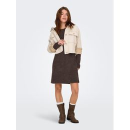 Strickkleid Only "ONLCAROL L/S DRESS KNT NOOS", Damen, Gr. XS, N-Gr, chocolate martini detail:melange, Strick, Obermaterial: 72% Polyacryl, 25% Polyester, 3% Elasthan, meliert, regular fit, Rundhals, Kleider Strickkleid