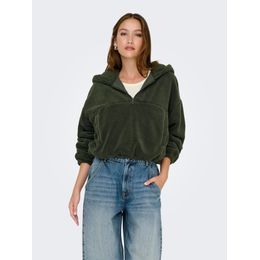 Fleecejacke Only "ONLSIENA TEDDY ANORAK LIFE CC OTW", Damen, Gr. L, gr&uuml;n (rosin), Web, Obermaterial: 100% Polyester, unifarben, regular fit, B&uuml;ndchen, Jacken Fleecejacke