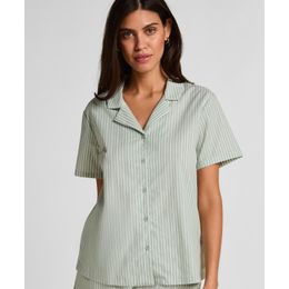 Hunkem&ouml;ller Pyjama HUNKEM&Ouml;LLER "Gewebte Jacke mit Streifen", Damen, Gr. L, gr&uuml;n, 100% Baumwolle, Homewear-Sets Pyjama