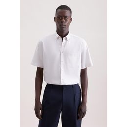 Businesshemd Seidensticker "Schwarze Rose", Herren, Gr. S (38), normale &Auml;rmell&auml;ngen, wei&szlig; (beige), 100% Baumwolle, Strukturmuster, regular fit, Hemden, Regular 1/2 Button-Down-Kragen Struktur