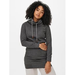 Sweatshirt Only "ONLBETTE L/S LONG HIGH NECK SWT", Damen, Gr. M, grau (dunkelgrau melange), Sweatware, Obermaterial: 65% Polyester, 35% Baumwolle, unifarben, regular fit, Rundhals, Sweatshirts Sweatshirt