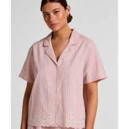 Hunkem&ouml;ller Pyjama HUNKEM&Ouml;LLER "Gestreiftes Pyjama-Oberteil aus Baumwolle", Damen, Gr. M, rosa, 100% Baumwolle, Homewear-Sets Pyjama