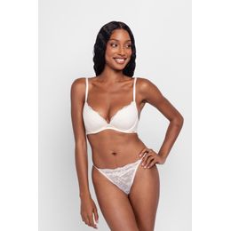 String Dorina "ORIGINS", Damen, Gr. L, beige (ivory), Spitze, Obermaterial: 85% Polyamid, 15% Elasthan, unifarben, k&ouml;rpernah, Unterhosen String, durchgehende Spitze mit Spitzenbesatz