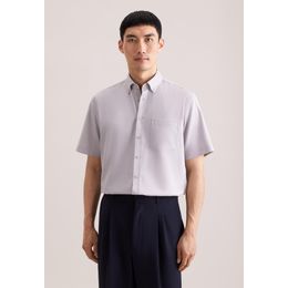 Businesshemd Seidensticker "Schwarze Rose", Herren, Gr. M (39), normale &Auml;rmell&auml;ngen, grau (hellgrau), 100% Baumwolle, Strukturmuster, regular fit, Hemden, Regular 1/2 Button-Down-Kragen Struktur