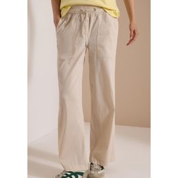 Stoffhose Cecil, Damen, Gr. L, L&auml;nge 30, grain beige, Web, 71% Baumwolle, 25% Polyamid, 4% Elasthan, unifarben, loose fit lang, Hosen Stoffhose, im Loose Fit