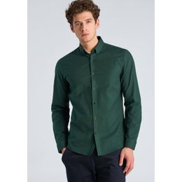 Businesshemd LINDBERGH "Oxford-Hemd Relaxed Fit", Herren, Gr. L, Normalgr&ouml;&szlig;en, dk gr&uuml;n mix, Obermaterial: 97% Baumwolle, 3% Elasthan, Hemden