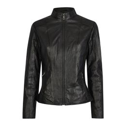 Lederjacke Bugatti "BULady-121", Damen, Gr. 40, schwarz, Obermaterial: 100% Lammleder LEL. Futter: 100% Polyester PES., Rundhals, Jacken, aus hochwertigem Leder