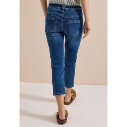 Comfort-fit-Jeans Cecil, Damen, Gr. 27, L&auml;nge 24, blau (mid blau used wash), Jeans, 84% Baumwolle, 14% Polyester, 2% Elasthan, unifarben, 3/4-L&auml;nge, Jeans, Middle Waist