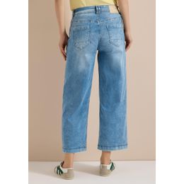Loose-fit-Jeans Cecil, Damen, Gr. 25, L&auml;nge 26, blau (light blau wash), Jeans, 78% Baumwolle, 20% Polyester, 2% Elasthan, unifarben, 7/8-L&auml;nge, Jeans, mit Wide Legs