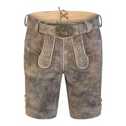 Spieth & Wensky Lederhose SPIETH & WENSKY "Heribert", Herren, Gr. 46, N-Gr, braun schwarz, Obermaterial: 100% Lammleder LEL., festlich, regular fit, Hosen, 45 cm, Kn&ouml;pfe am Beinabschluss