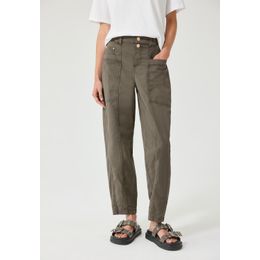 Stoffhose STREET ONE STUDIO, Damen, Gr. 32, L&auml;nge 28, ashen olive, Web, 97% Baumwolle, 3% Elasthan, unifarben, loose fit kn&ouml;chelfrei, Hosen Stoffhose, aus Baumwolle mit Stretchanteil