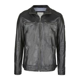 Bomberjacke Bugatti "BUBRUNO", Herren, Gr. 52, schwarz, Obermaterial: 100% Lammleder LEL. Futter: 100% Baumwolle CO., regular fit, Jacken Bomberjacke, mit Rei&szlig;verschlusstaschen und H&uuml;ftriegel