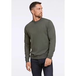 Strickpullover LINDBERGH "Strickpullover Comfort Fit", Herren, Gr. 3XL, gr&uuml;n (dusty army), Obermaterial: 100% Schurwolle, unifarben, Rundhals, Pullover Strickpullover