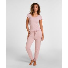 Hunkem&ouml;ller Pyjama HUNKEM&Ouml;LLER "Pyjamahose Jersey", Damen, Gr. L, rosa, 95% Viskose, 5% Elasthan, Homewear-Sets Pyjama