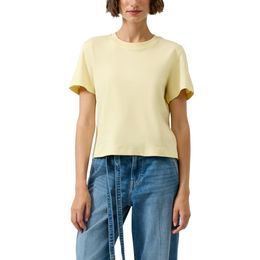 T-Shirt s.Oliver, Damen, Gr. 34, gelb (vanilla), Jersey, Obermaterial: 100% Baumwolle, unifarben, gerade h&uuml;ftbedeckend, Rundhals, abgesteppte Kante, Shirts T-Shirt, Sommershirt unifarben