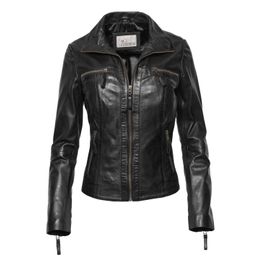 Bikerjacke 7eleven "SENONA", Damen, Gr. 40, schwarz, Obermaterial: 100% Lammleder LEL. Futter: 100% Polyester PES., slim fit, ohne Ausschnitt, Jacken, im Uni-Design